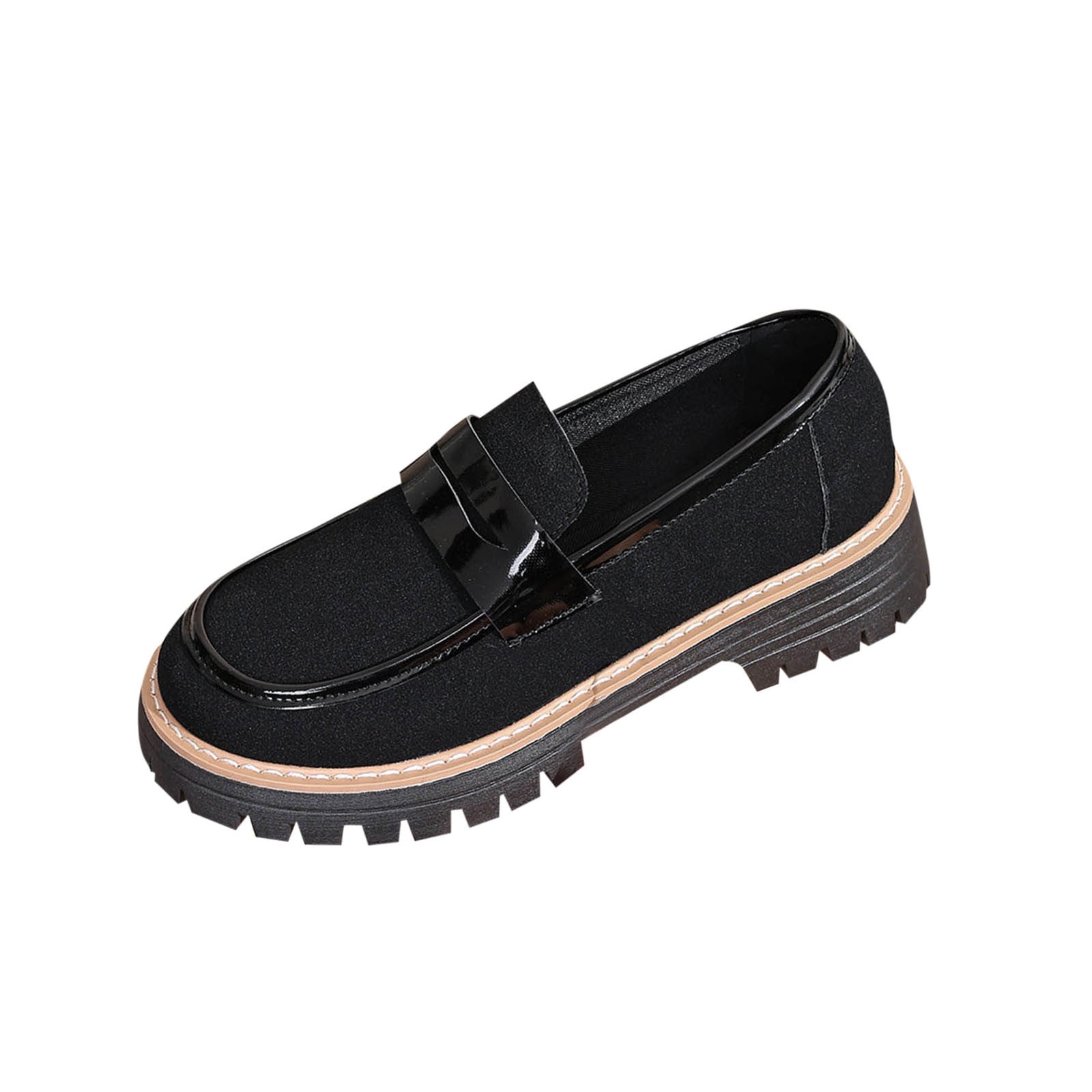 Black Females Color Block Platform Loafers For Spring Summer Beach Fun ...