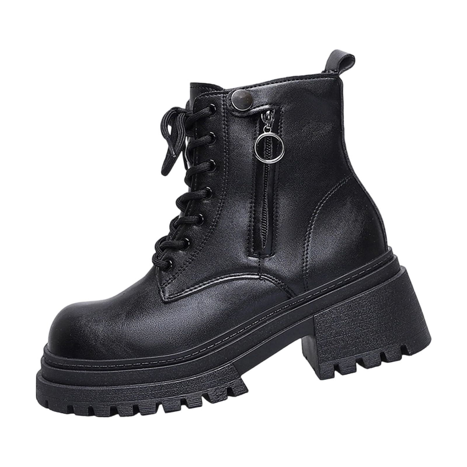 Black Females Platform Heel Zipper Detail Boots Large Measurements Cold ...