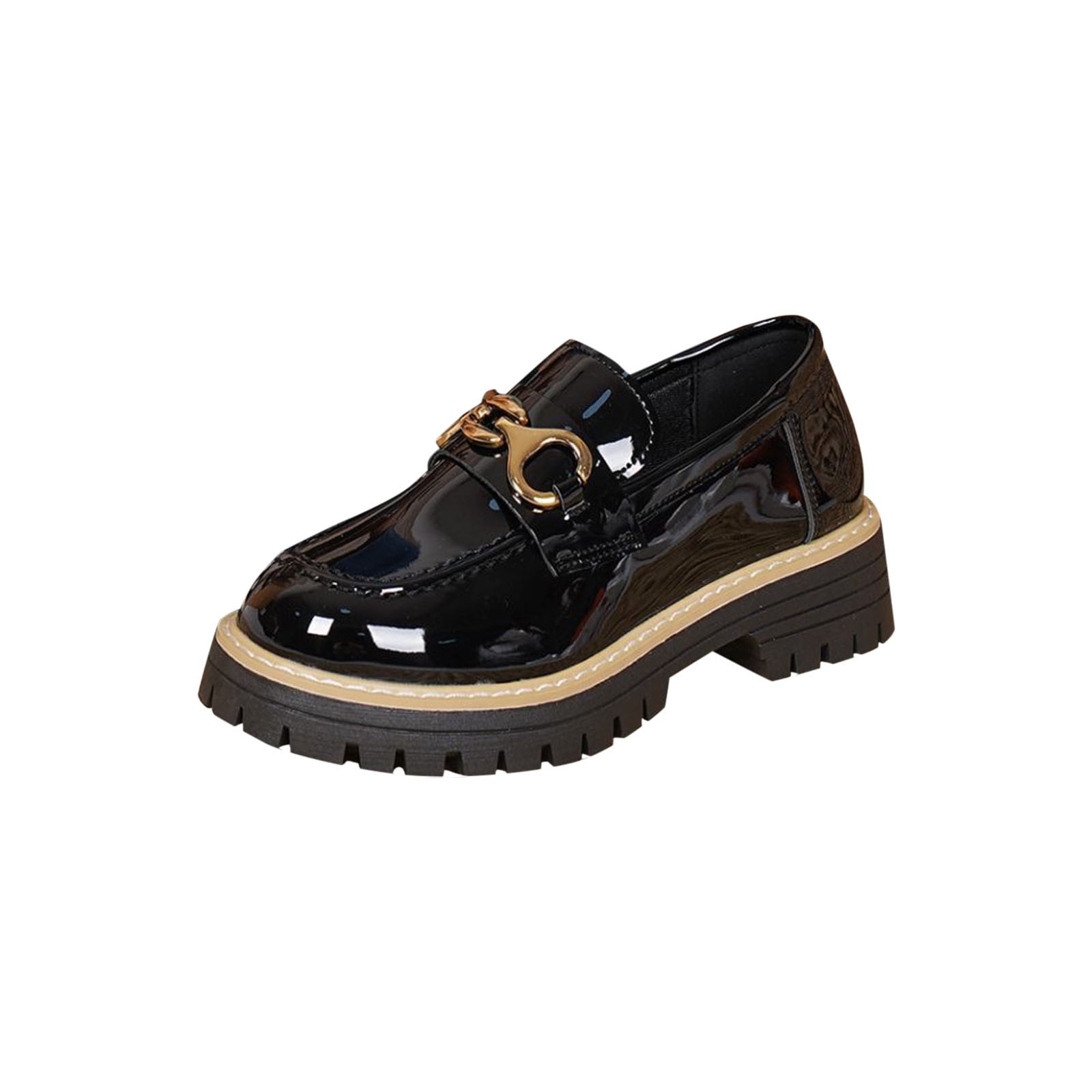 Black Feminine Fashion Loafers Circular Toe Shallow Design Flat Sole ...
