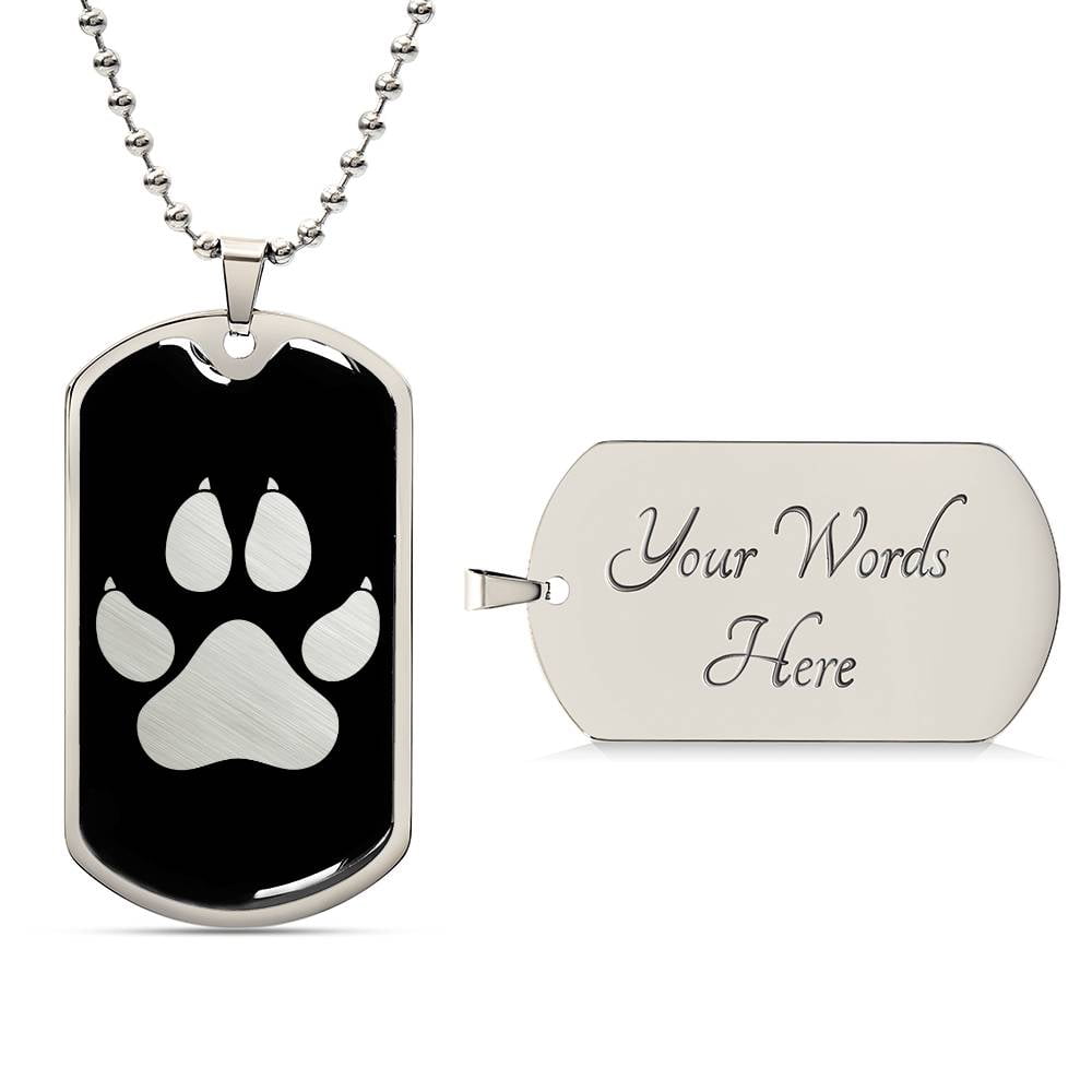 Black Fenrir Wolf Paw Print - Dog Tag Necklace - Norse Mythology ...