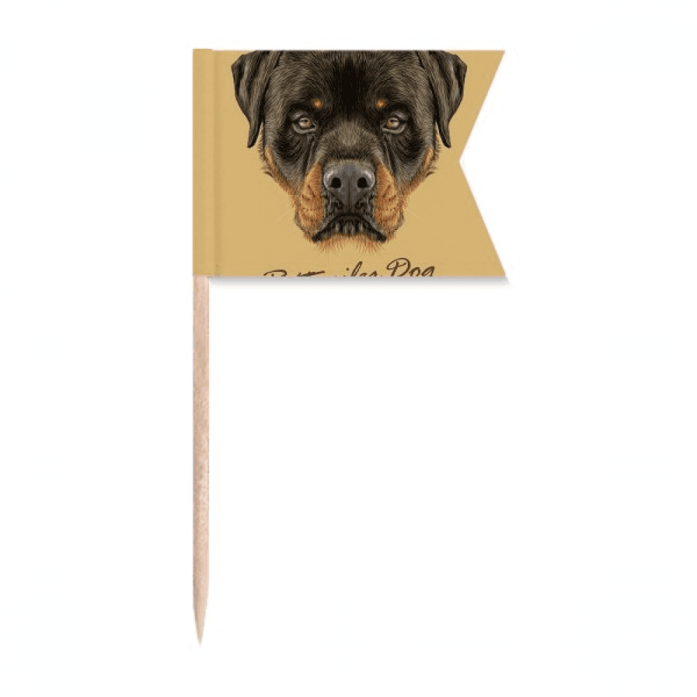 Black Ferocious Rottweiler Dog Pet Animal Toothpick Flags Labeling ...