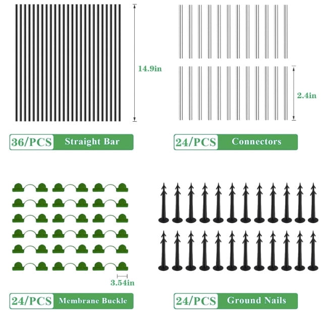 Black Fiber Rod Insect Net Arch Kit, Plant Flower Vegetable Greenhouse ...