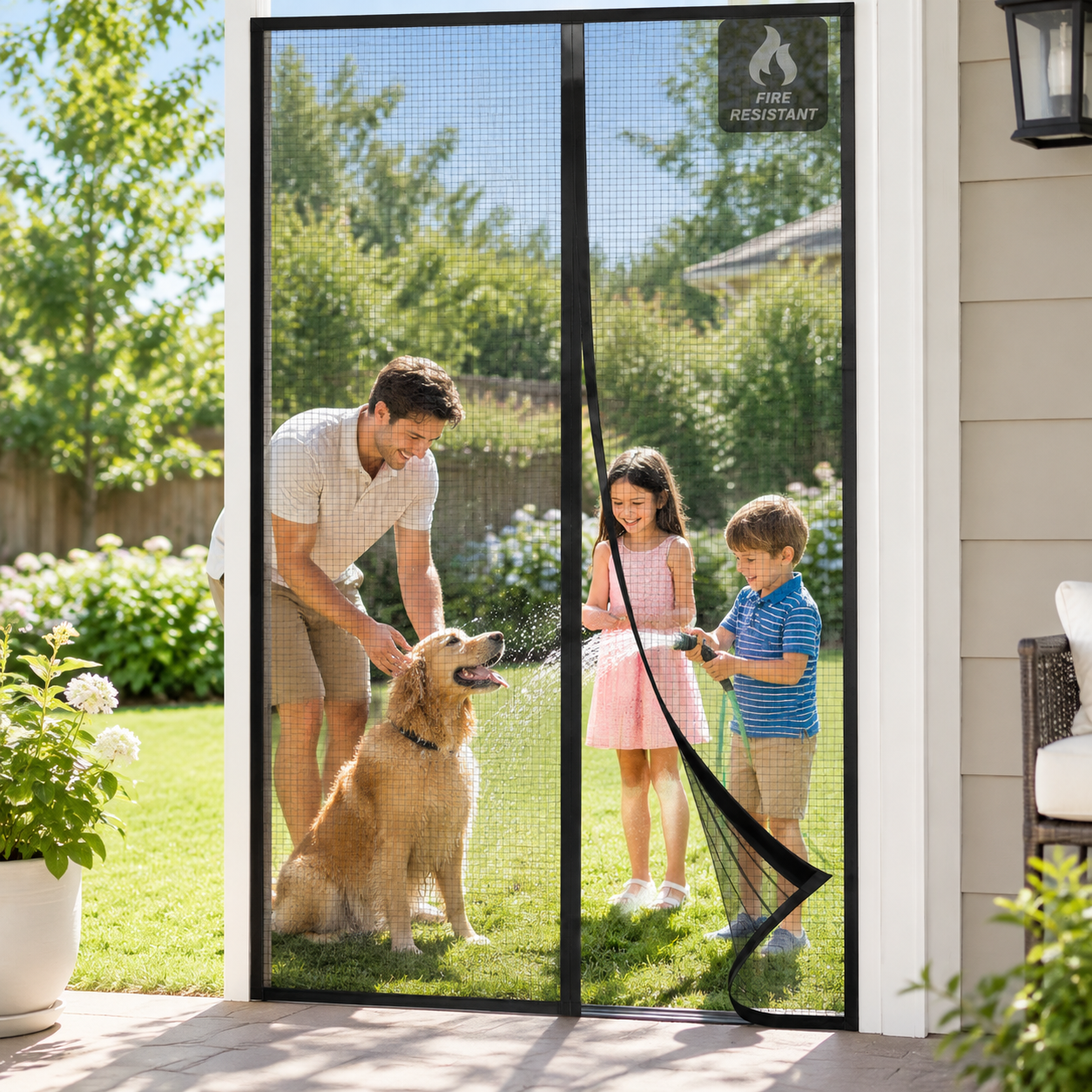 Black-Fiberglass Magnetic Screen Door, Fit Door Size 36 x 80 Inch, Pet ...