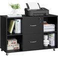 Black File Cabinet Large Mobile Storage Lateral Filing Cabinet with 2 ...