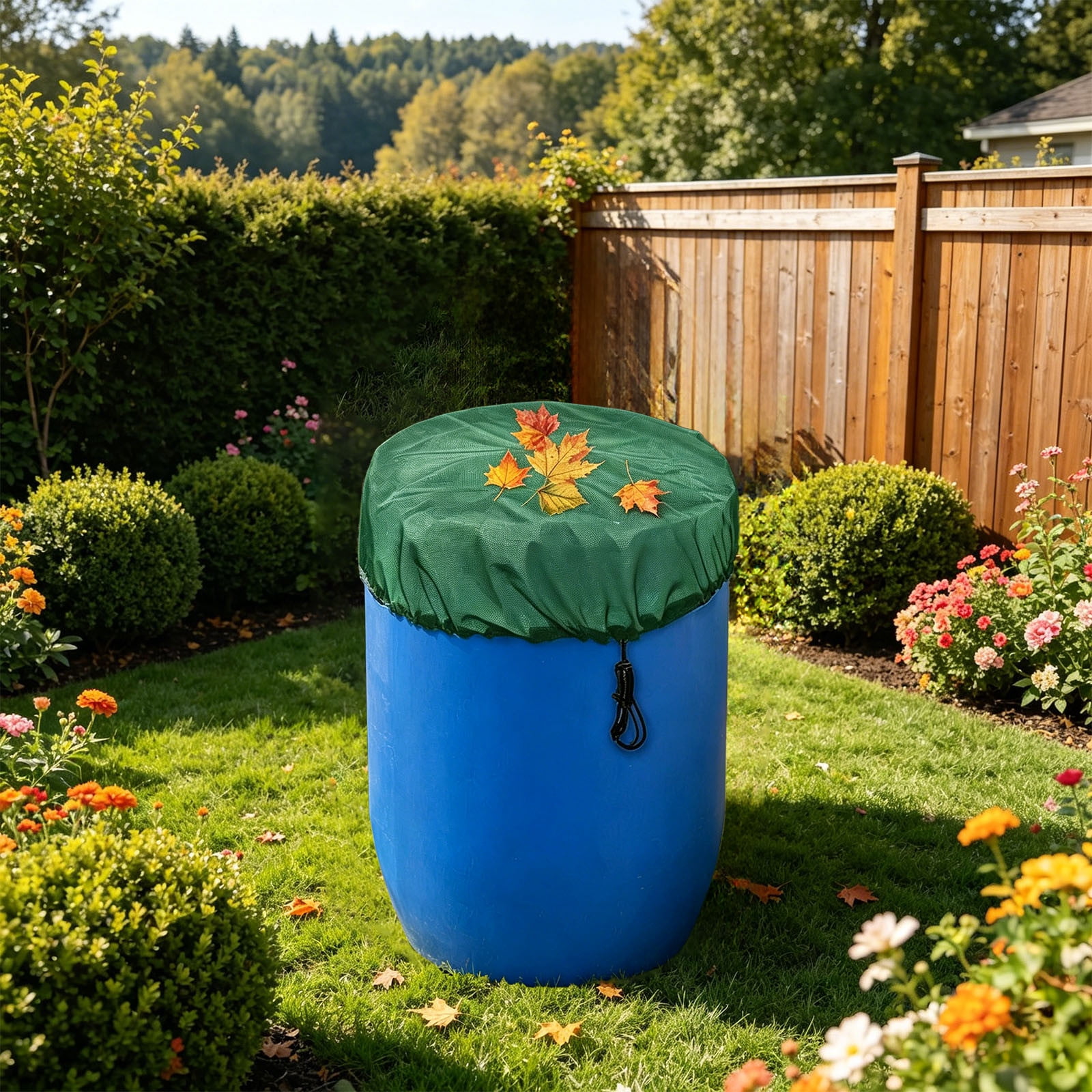 Black Fine Mesh Rain Barrel Cover Drawstring Debris Mosquito Guard 19. ...