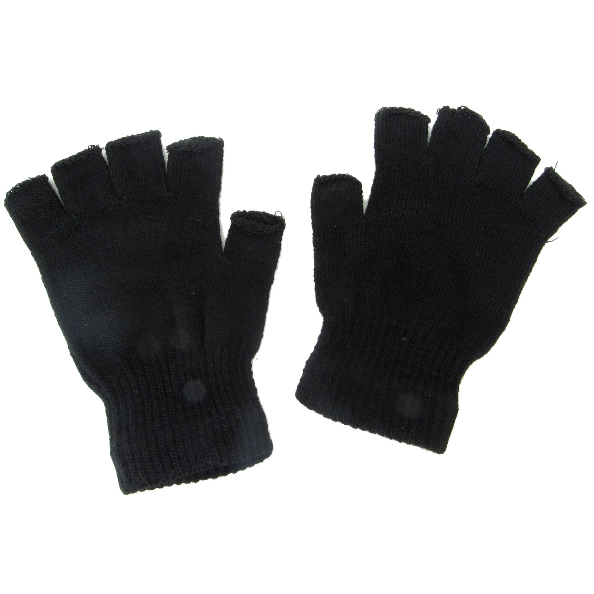 Black Fingerless Knitted Winter Warm Stretch Gloves One Size - Walmart.com
