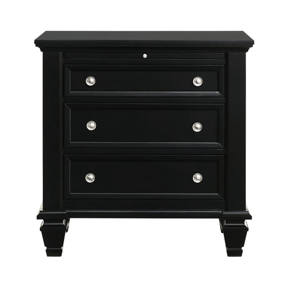 Black Finish 3-Drawer Nightstand | Great for Bedroom Organization and ...