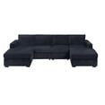 Black Finish 3pc U-Shaped Sectional Set Cushion Back Armless Chairs ...