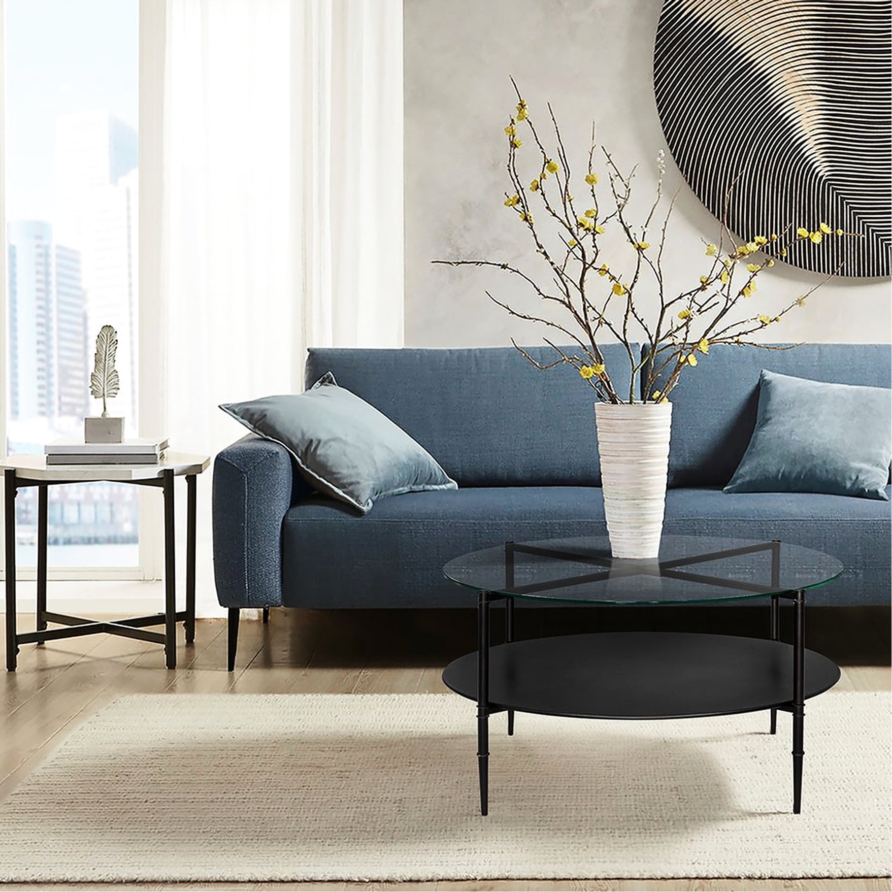 Black Finish & Clear Glass - Round Coffee Table for a Chic Look ...