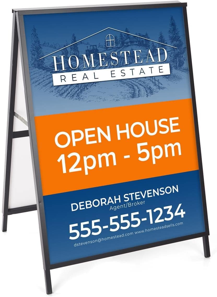 Black Finish Steel Sidewalk Sign Frame, 30-3/8 x 43 x 25-1/4-Inch ...