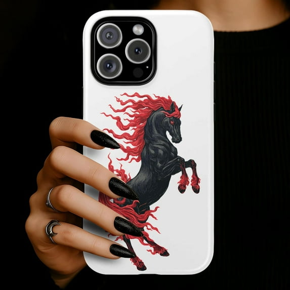 Black Fire Horse Gothic Mythical Protective Phone Case 17 16 15 14 13 ...