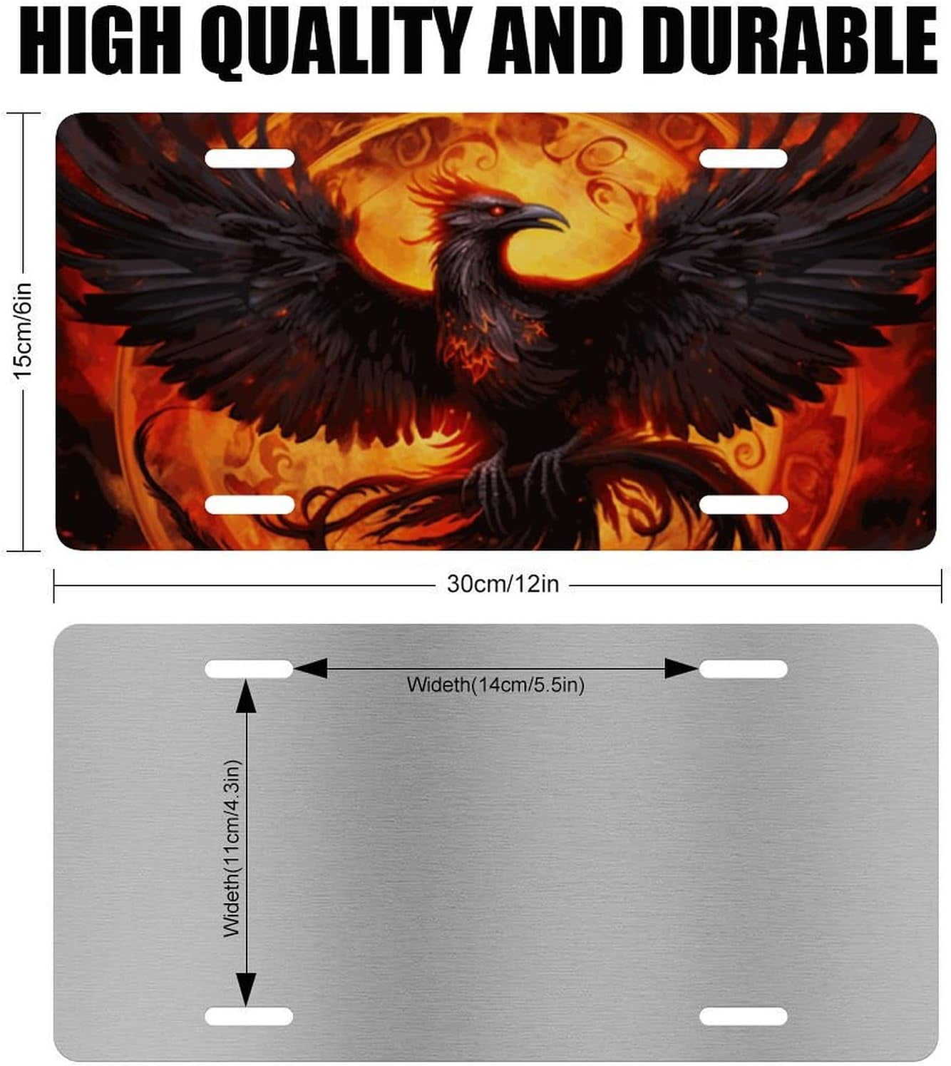 Black Fire Phoenix License Plate Decorative Car Front License Plate ...