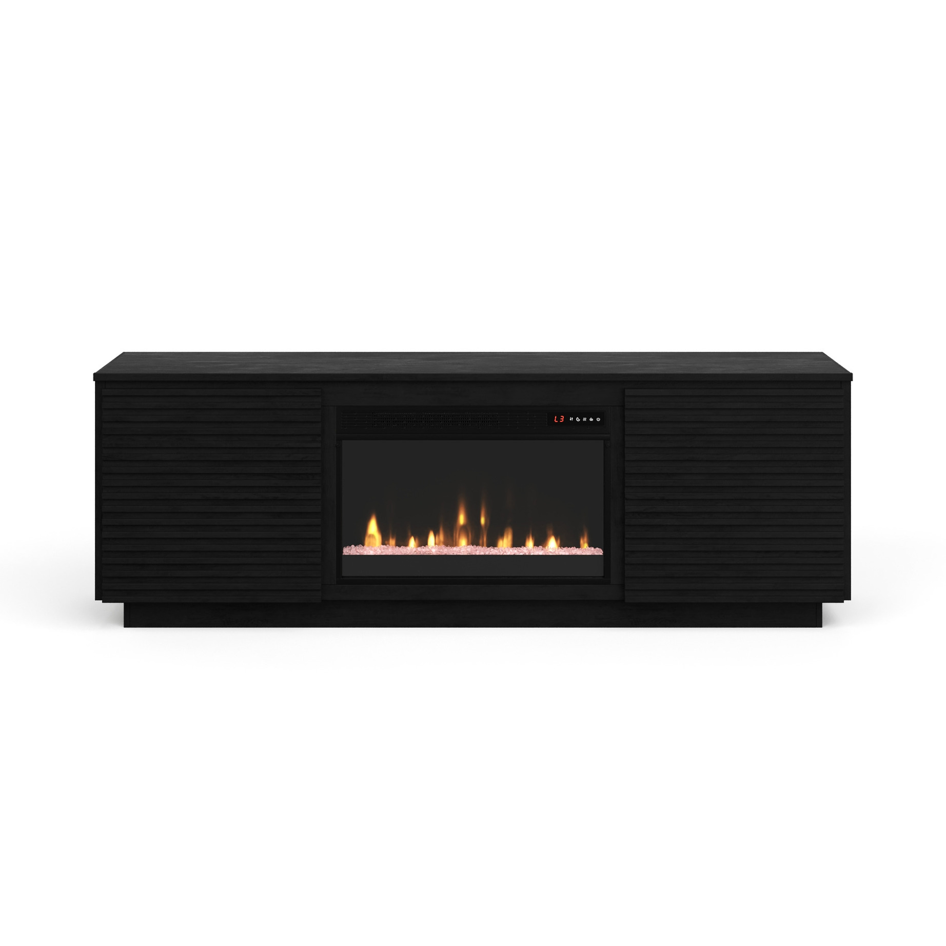 Black Fireplace TV Stand / Made of poplar solids and okoume veneers ...