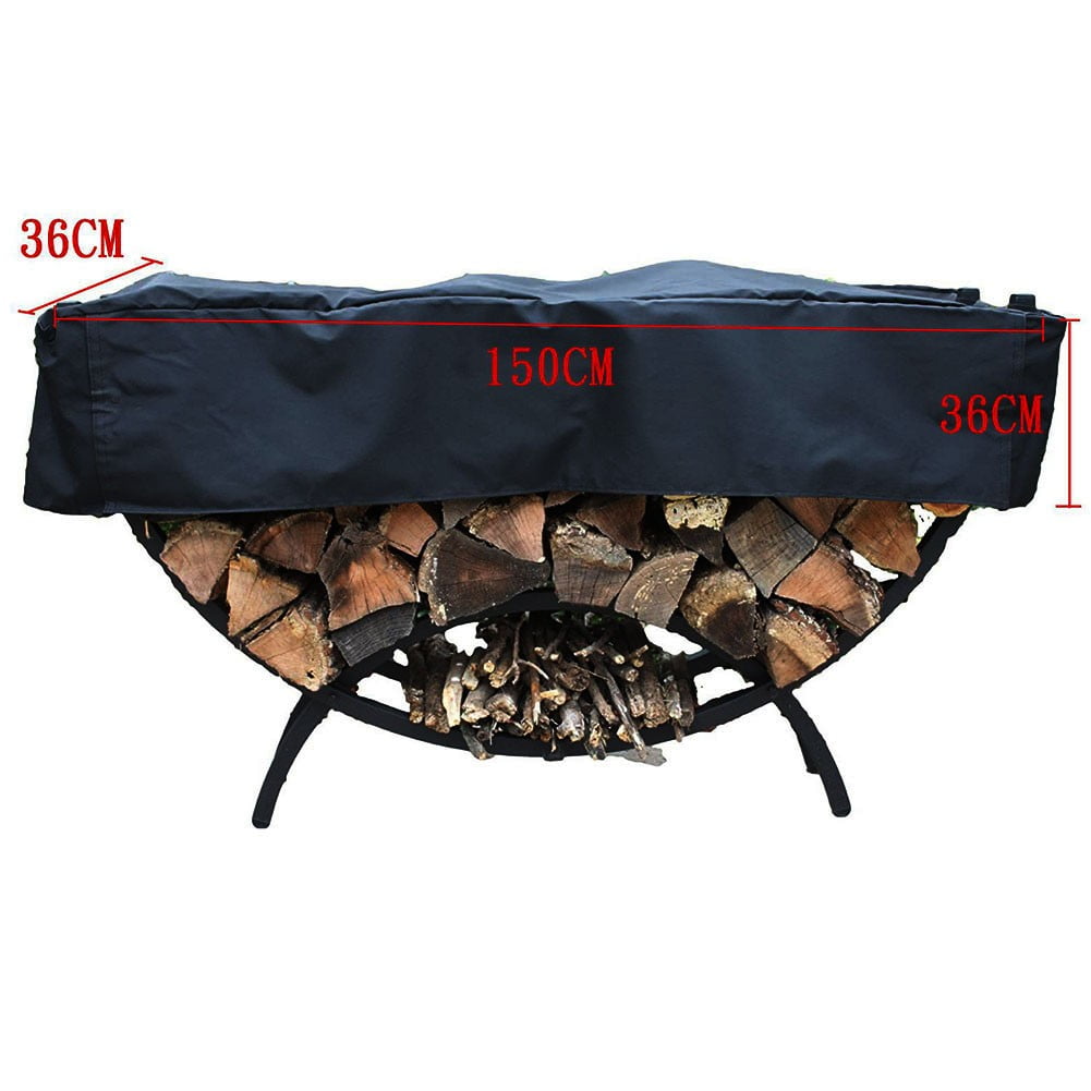 Black Firewood Cover Waterproof Lumber Log Rack Outdoor Storage Holder ...