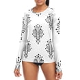 Black Firework Pattern Women's Rash Guard Shirts UPF 50+ Sun Protection ...