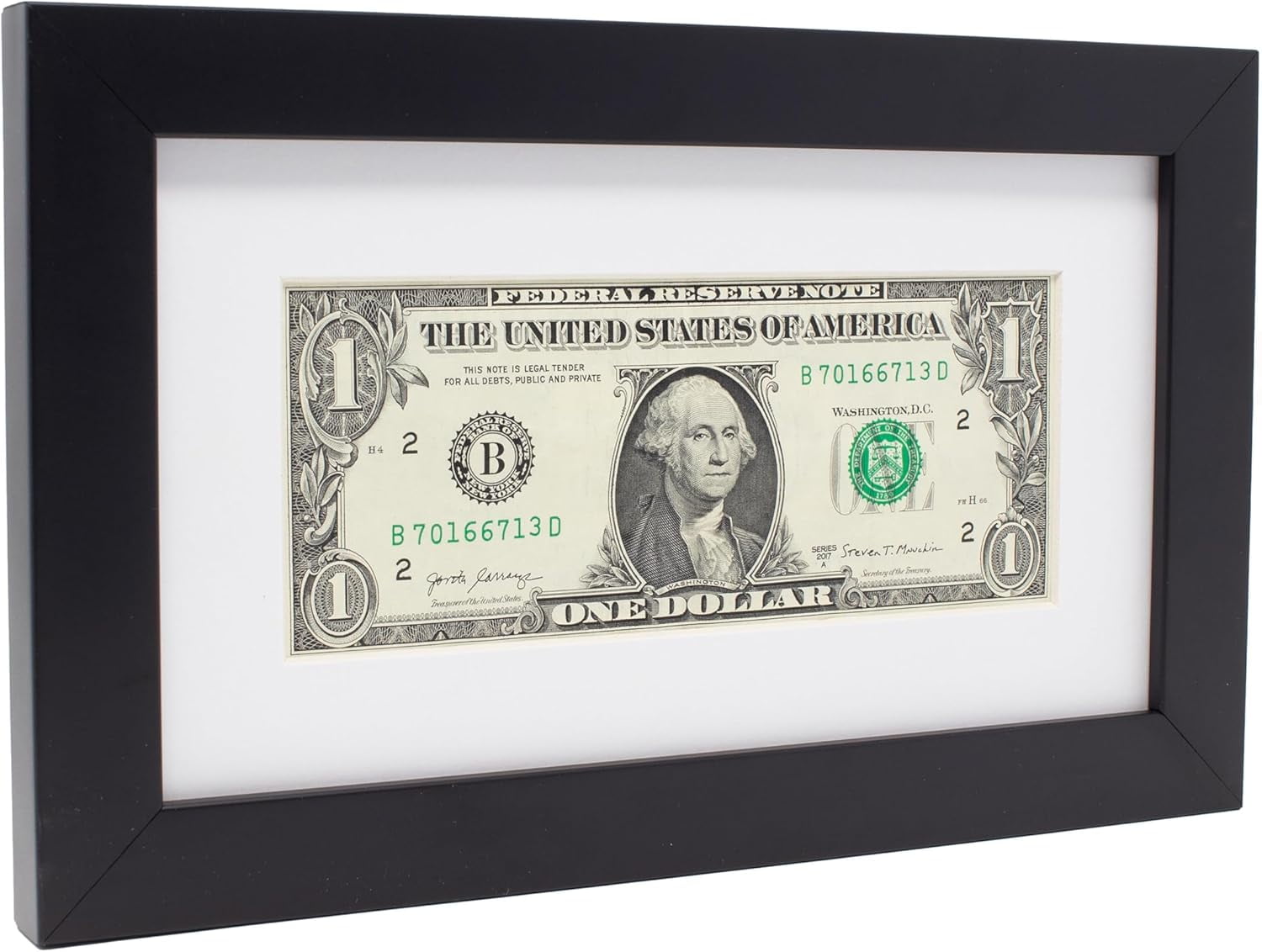 Black First Dollar Frame with White Photo Mat, Dollar Bill Holder with ...