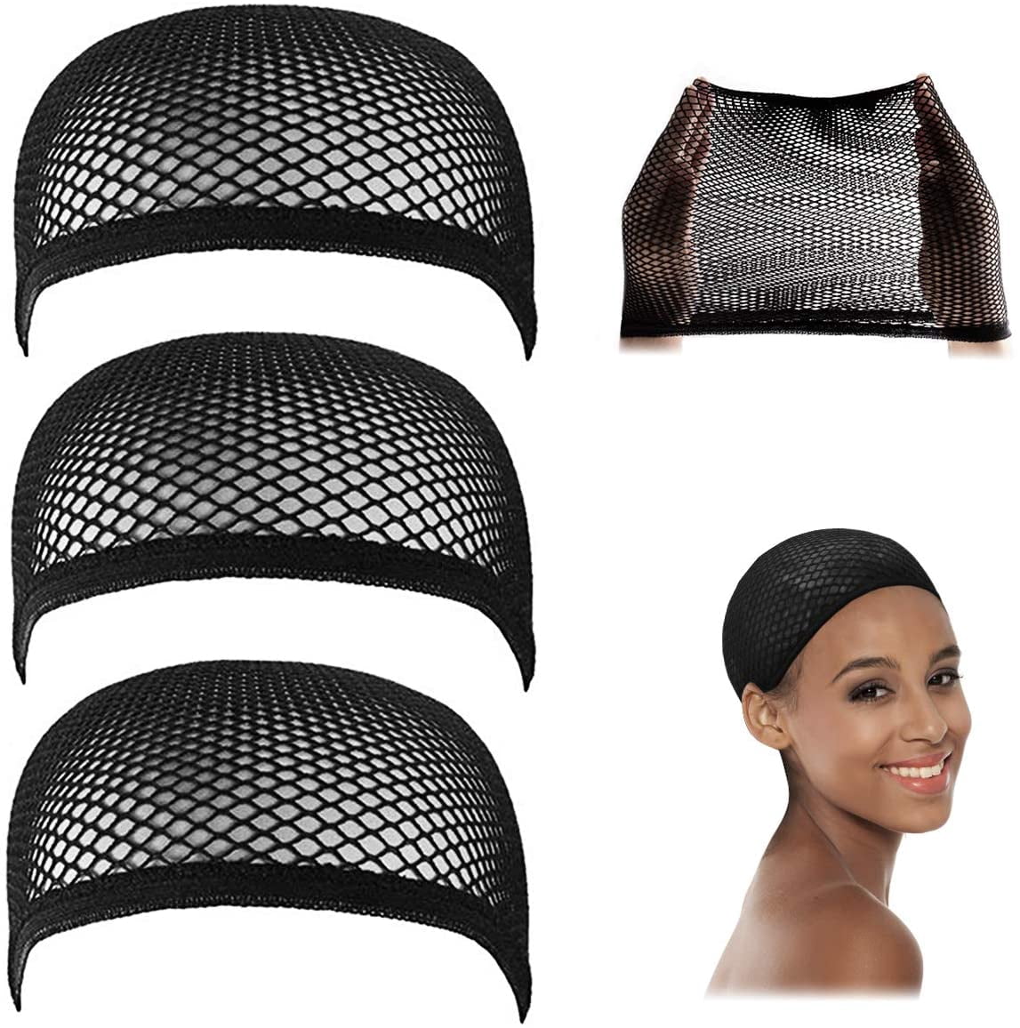 Black Fishnet Wig Cap, Women's Dome Mesh Wig Cap, 3 Pack - Walmart.com