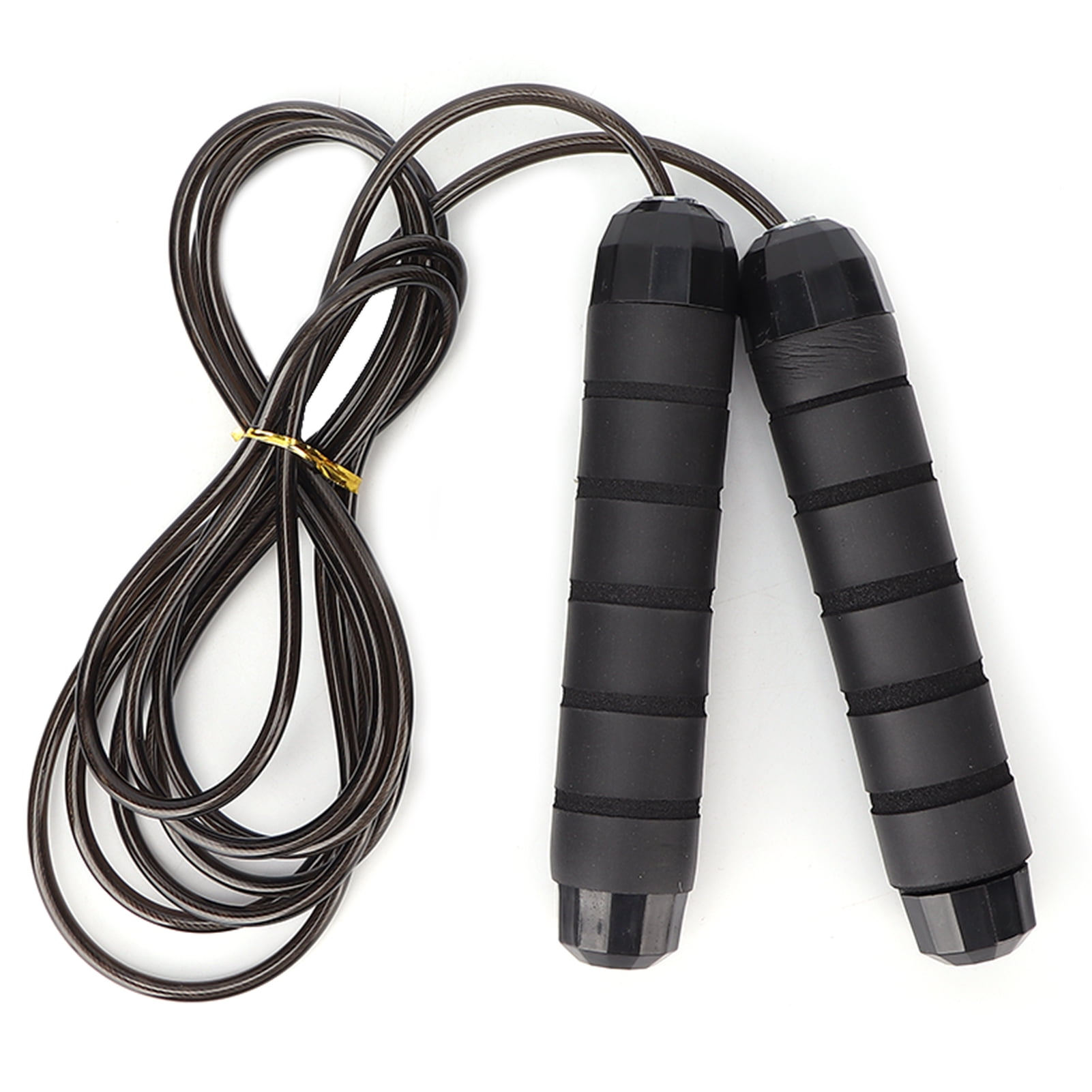 Black Fitness Jump Rope with Anti-Slip Handle, Adjustable Length, and ...