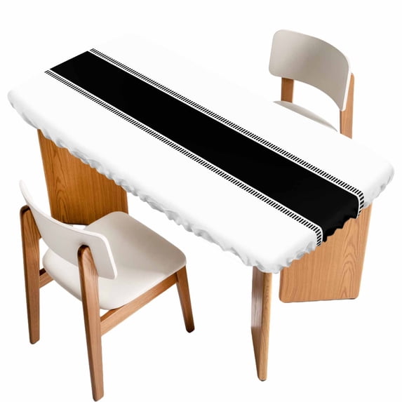 Black Fitted Rectangle Tablecloth 30" x 60" Stripes Solid Color Elastic ...