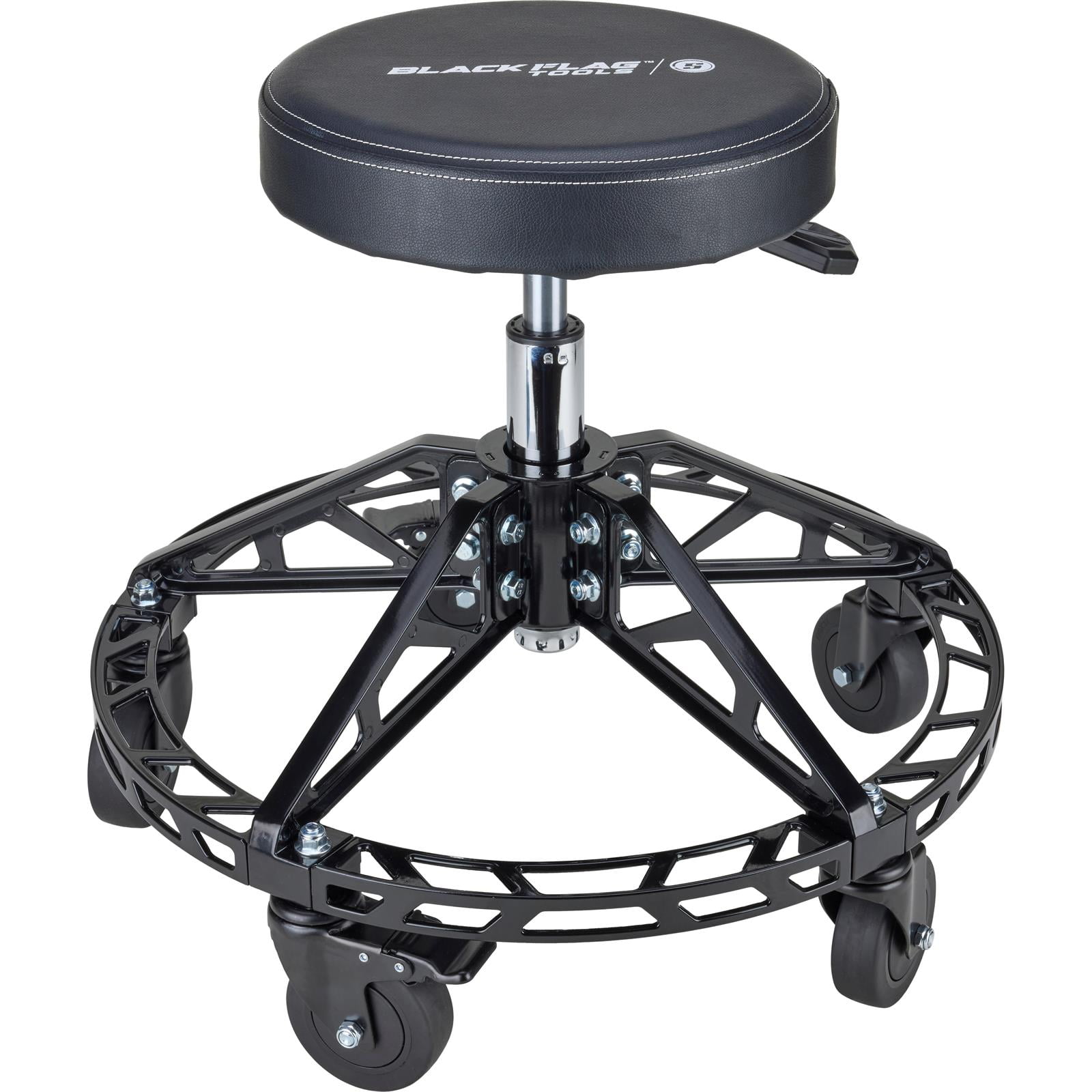 Black Flag™ Adjustable Height Rolling Shop Stool with 3” Padded Seat ...