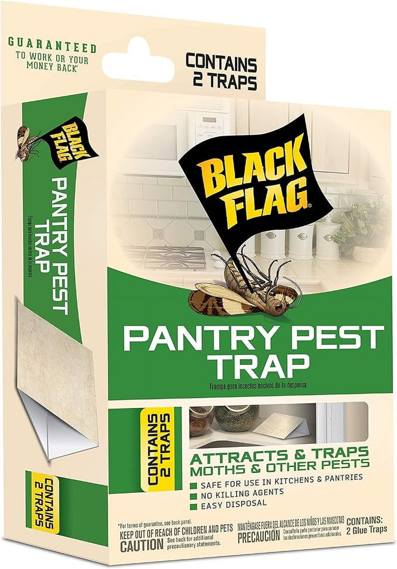 Black Flag Pantry Pest Glue Trap, 2 Count Indoor Sticky Pest Trap with ...