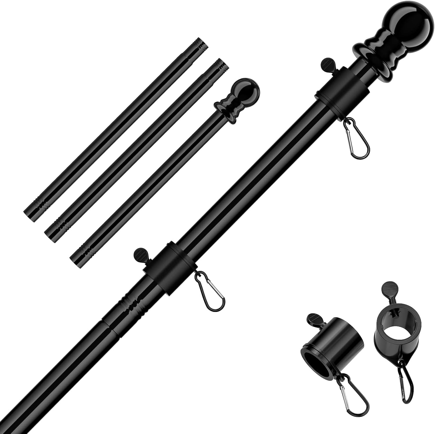 Black Flag Pole Kit by Pro Flagpole - 5 FT Metal Outdoor Flagpole for ...