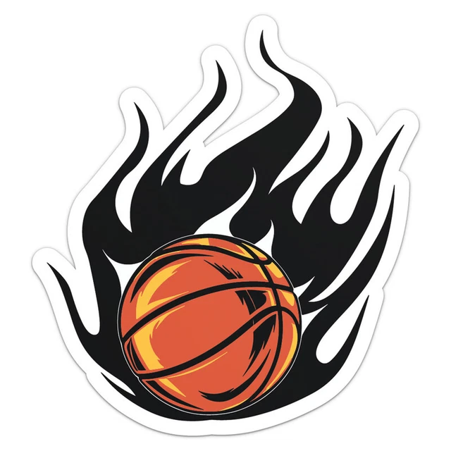 Black Flame Basketball Ball Sticker Phone Decal Water Bottle Stickers ...