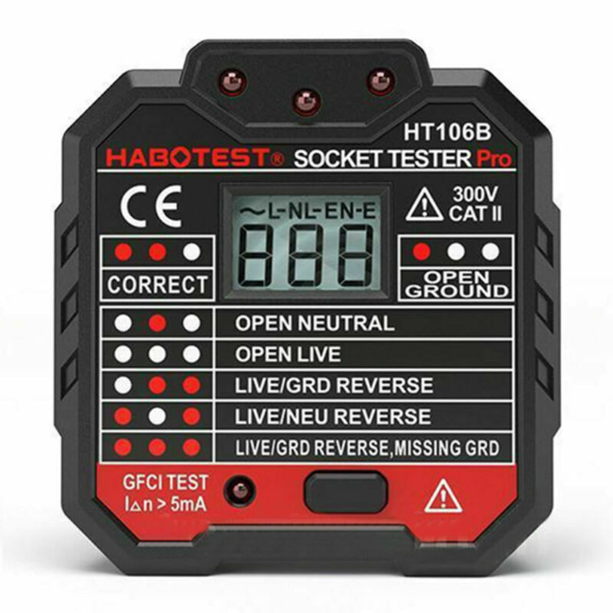 Black Flame Retardant Advanced Electric Socket Tester GFCI Test Mains ...