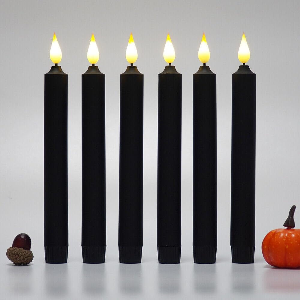 Black Flameless Taper Candles with Remote and Timer 2 Pack LED ...