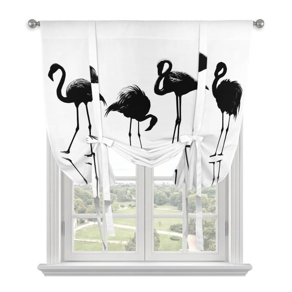 Black Flamingos Tie Up Curtains for Window, Thermal Insulated Balloon ...