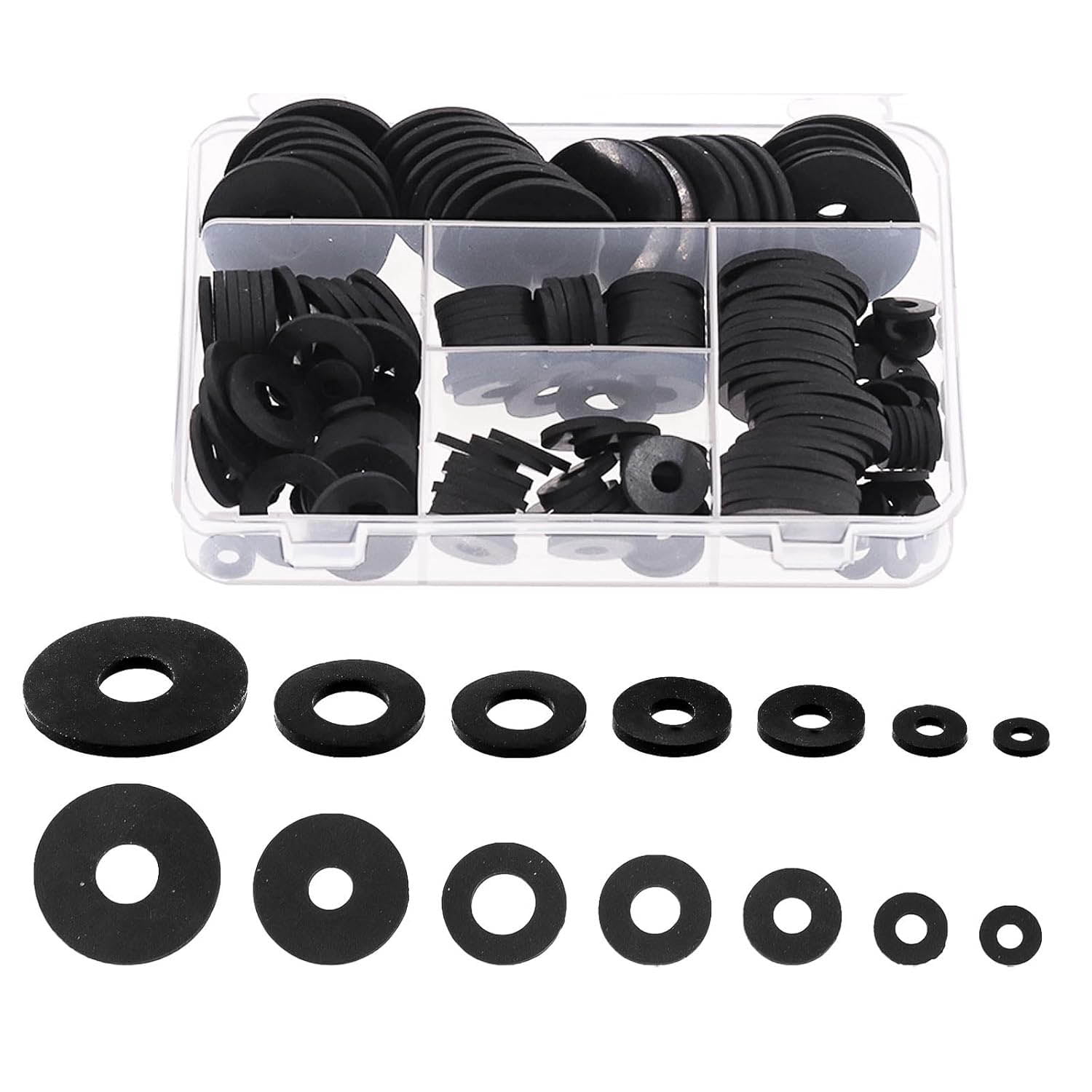 Black Flat Rubber Washers Assortment Kit, Vibration Damping Pads Heavy ...