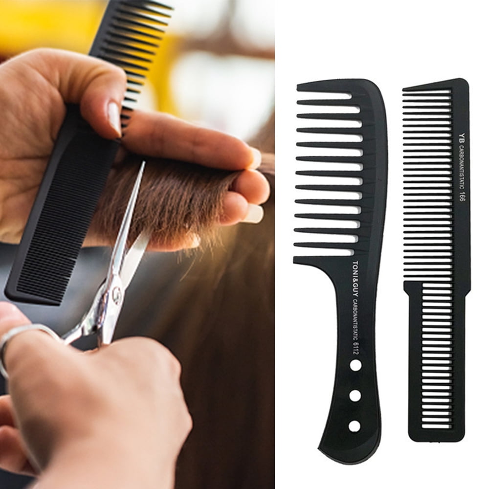 Black Flattop Hair Cutting Comb Wide Tooth Men Cut Hair Brush Professional Salon Barber Hair ...