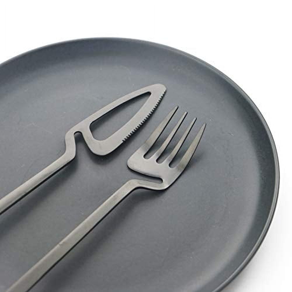 Black Flatware Set 24 Pieces, 304 Stainless Steel Black Silverware Set ...