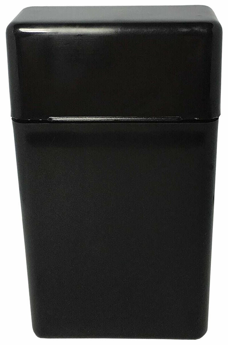 Black Flip Top Hinged Lid Sectioned Sections Cigarette Case for 100's ...