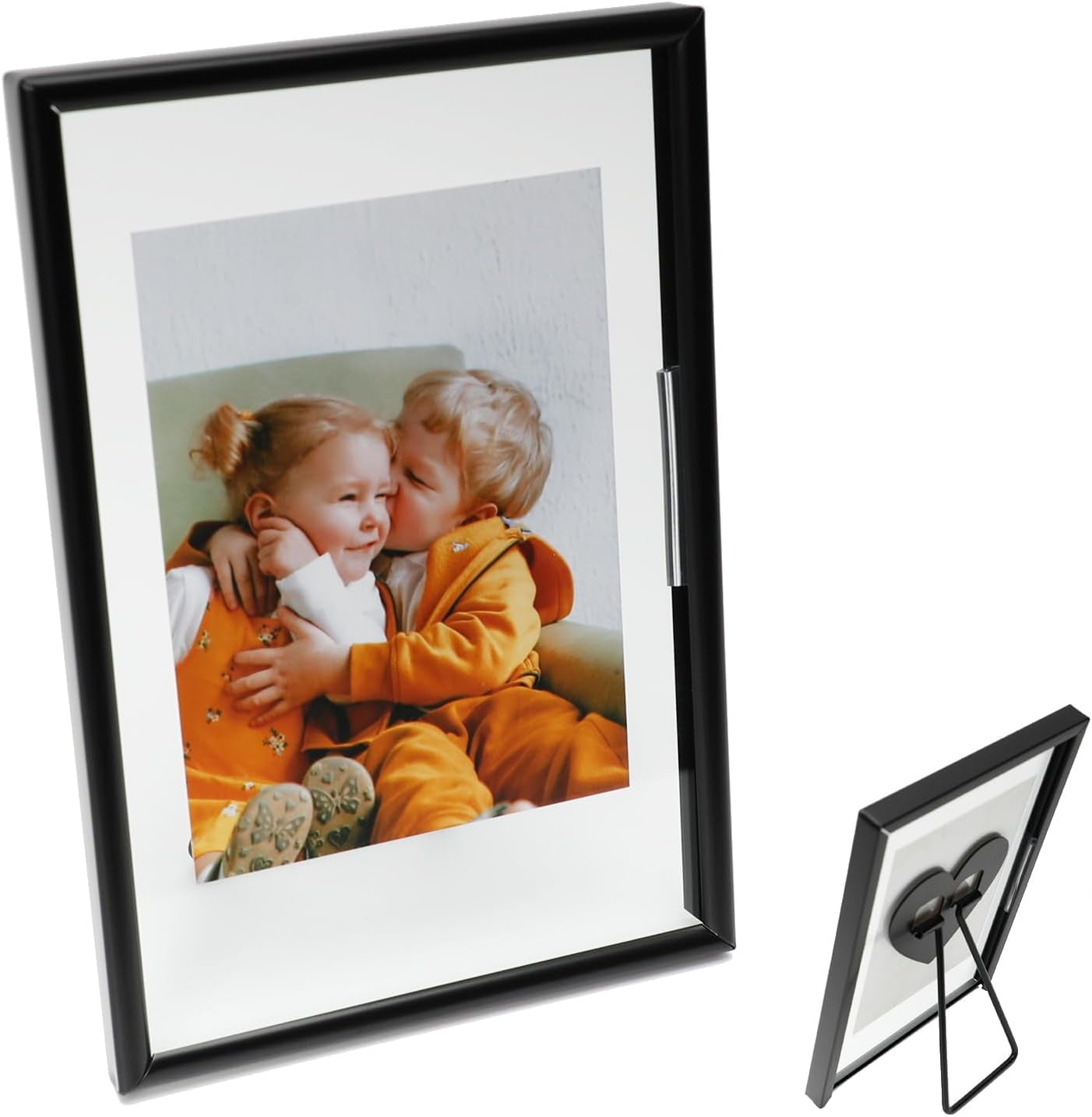 Black Floating Frame (4"x6",Vertical) with Romantic Heart, For Picture ...