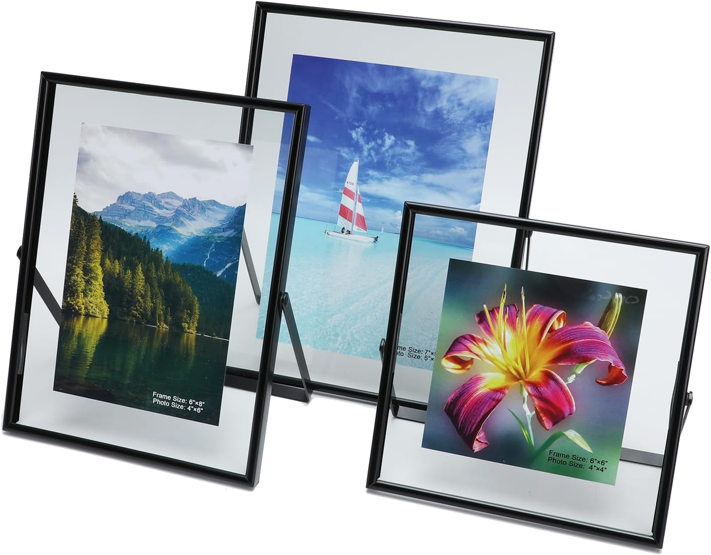 Black Floating Frames, Set of 3 Including 6"x6", 6"x8", 7"x9", Vertical ...