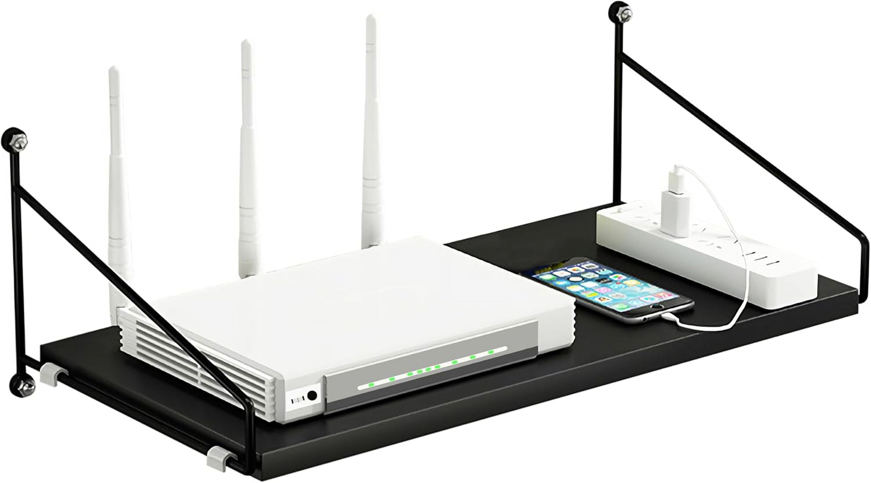 Black Floating Shelf for AV Device, Wooden Wall Shelves for Projector ...