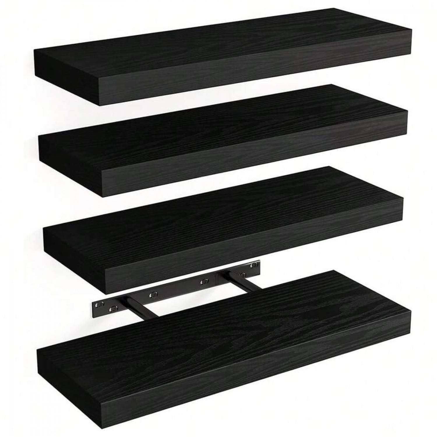 Black Floating Shelf,Wall Hanging, Rustic Wood Trim Shelf For Bathroom ...
