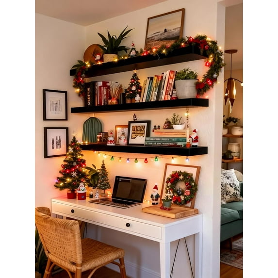 Black Floating Shelves for Wall 36 inch Rustic Wooden Floating Wall ...