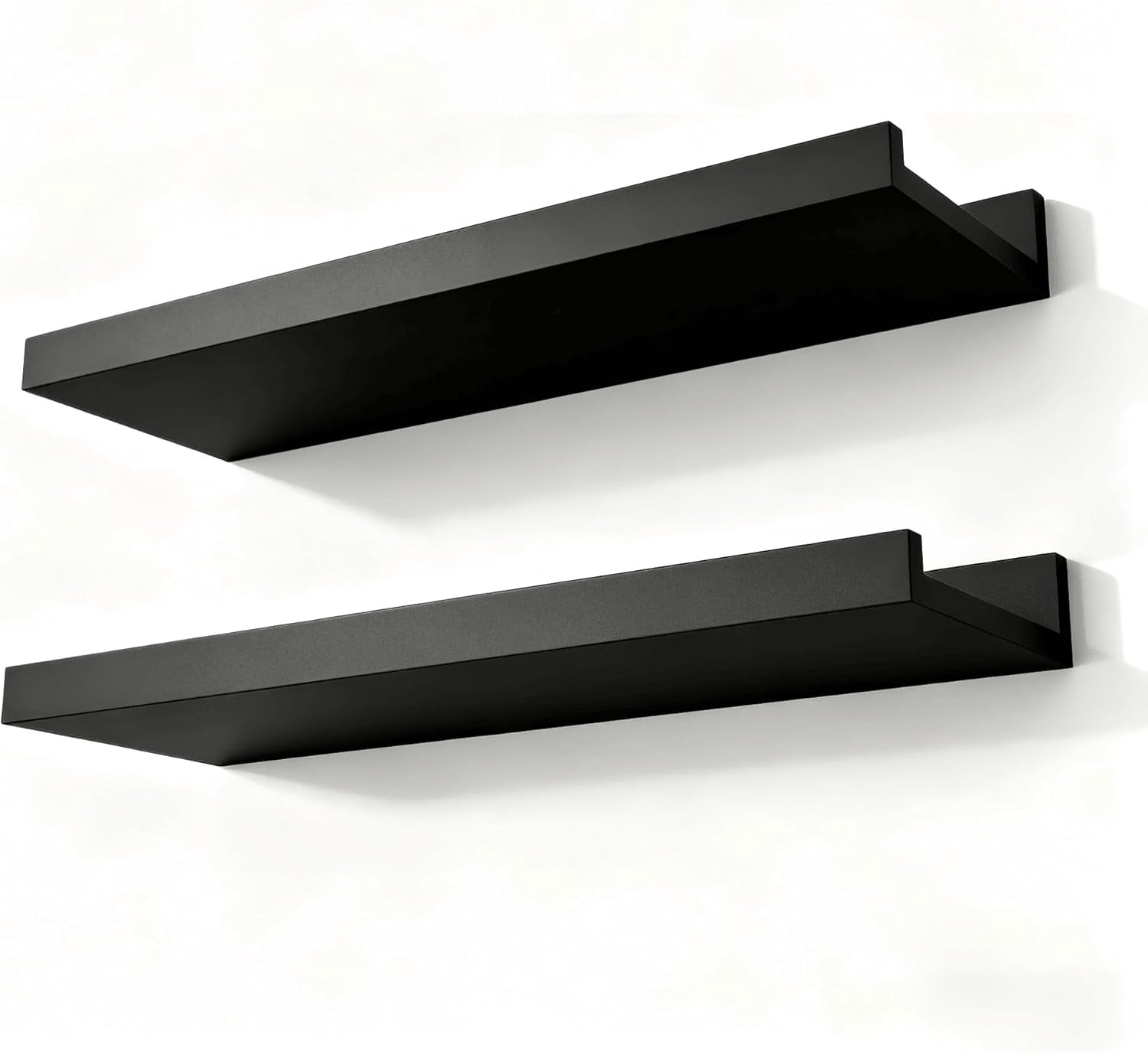Black Floating Shelves for Wall Decor, Wall Mounted Wood Storage Shelf ...