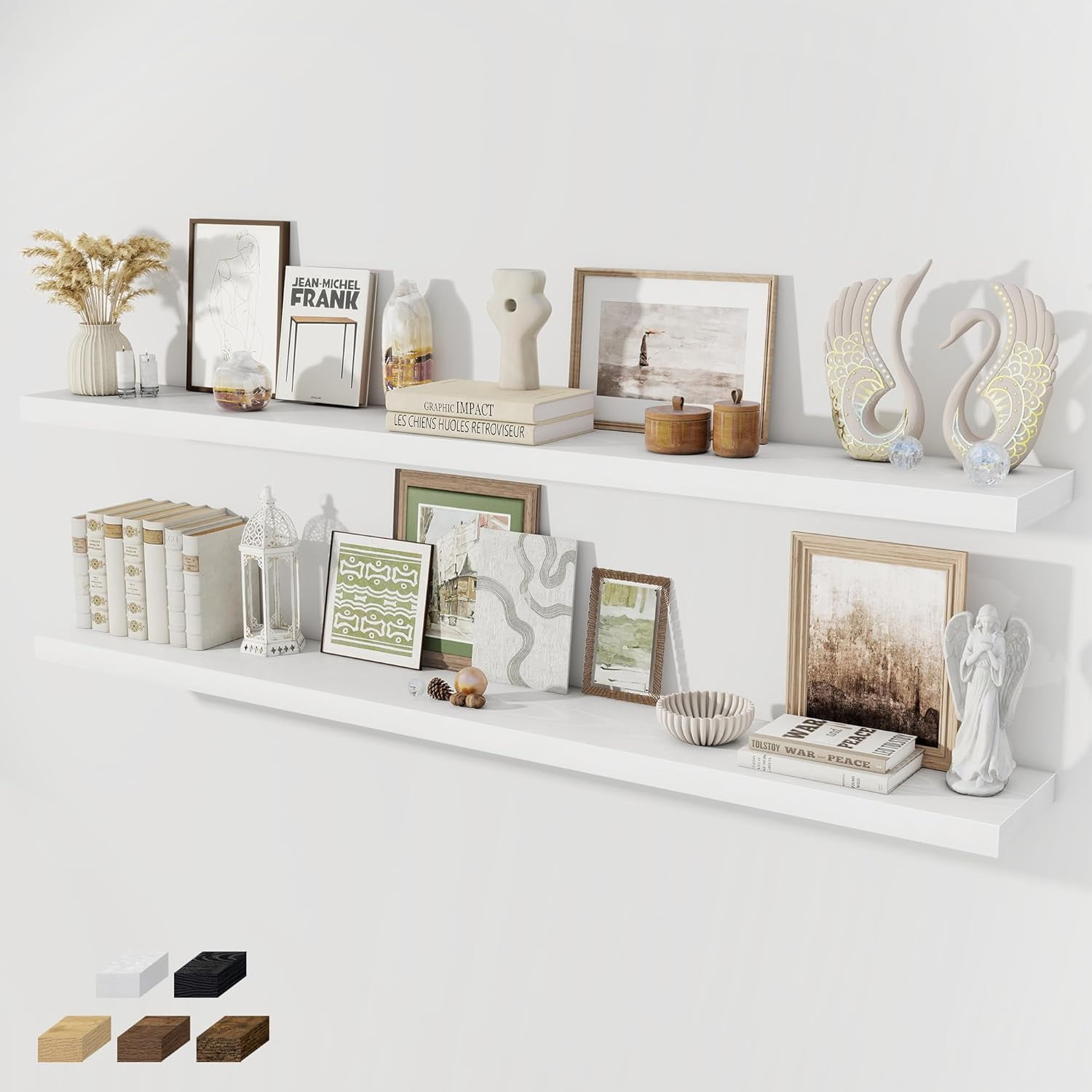 Black Floating Shelves for Wall Set of 2, 28" Black Floating Shelves ...