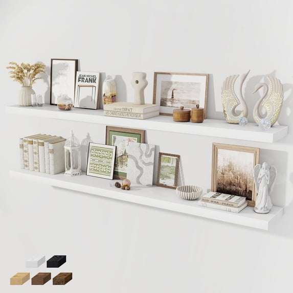 Black Floating Shelves for Wall Set of 2, 28" Black Floating Shelves ...