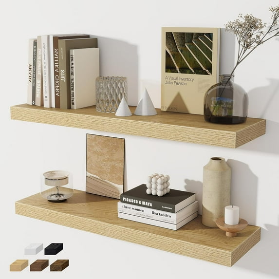 Black Floating Shelves for Wall Set of 2, 28" Black Floating Shelves ...