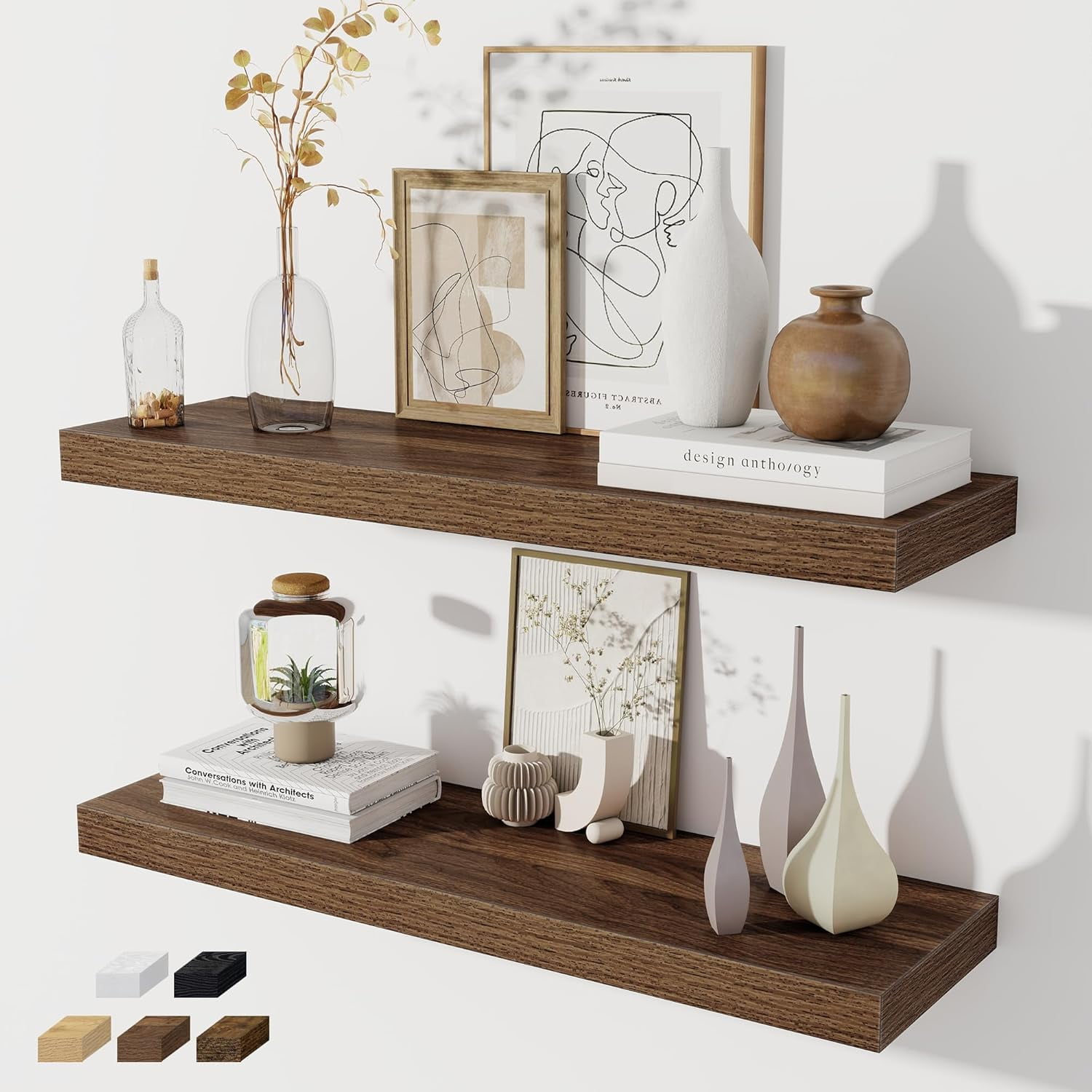 Black Floating Shelves for Wall Set of 2, 28" Black Floating Shelves ...