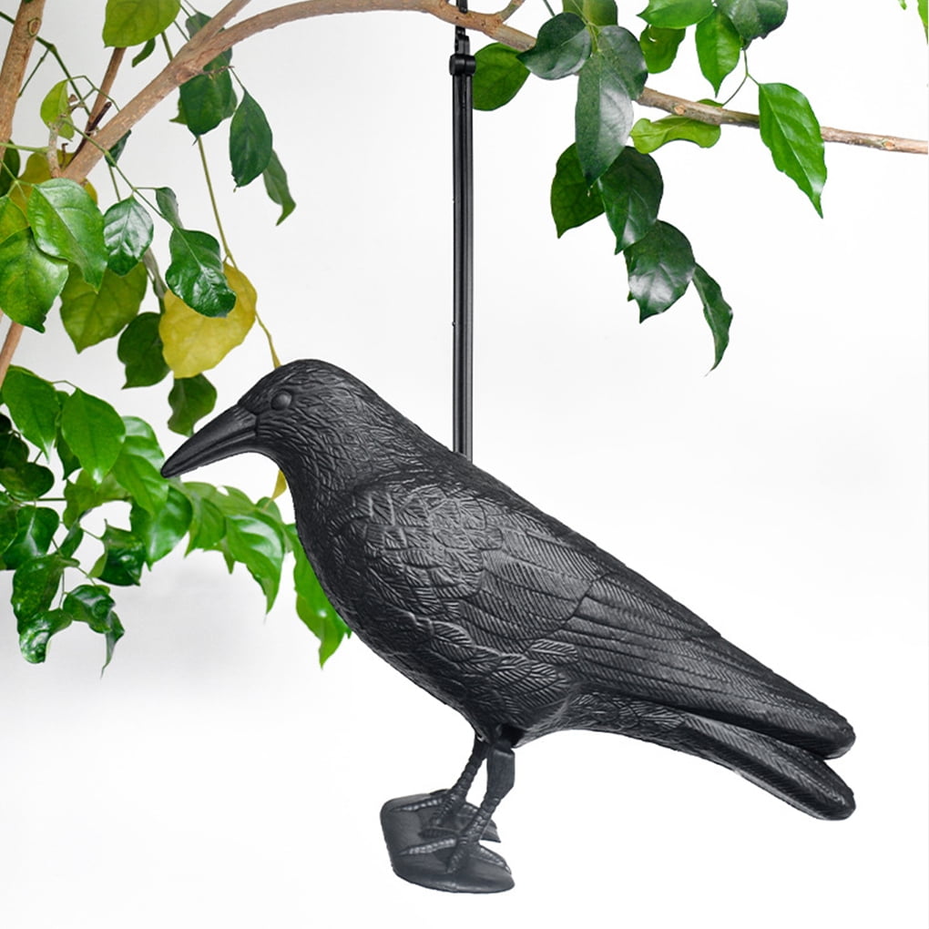 Black Flocked Crow Bait with Stake Perfect for Halloween Garden Decor ...