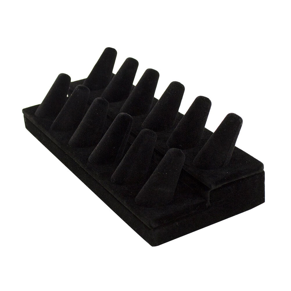 Black Flocking 12 Finger Ring Display Showcase Organizer Holder Jewelry ...