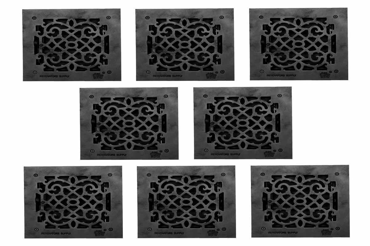 Black Floor Air Vent Heat Register w/Louver Heavy Cast Aluminum Vintage ...