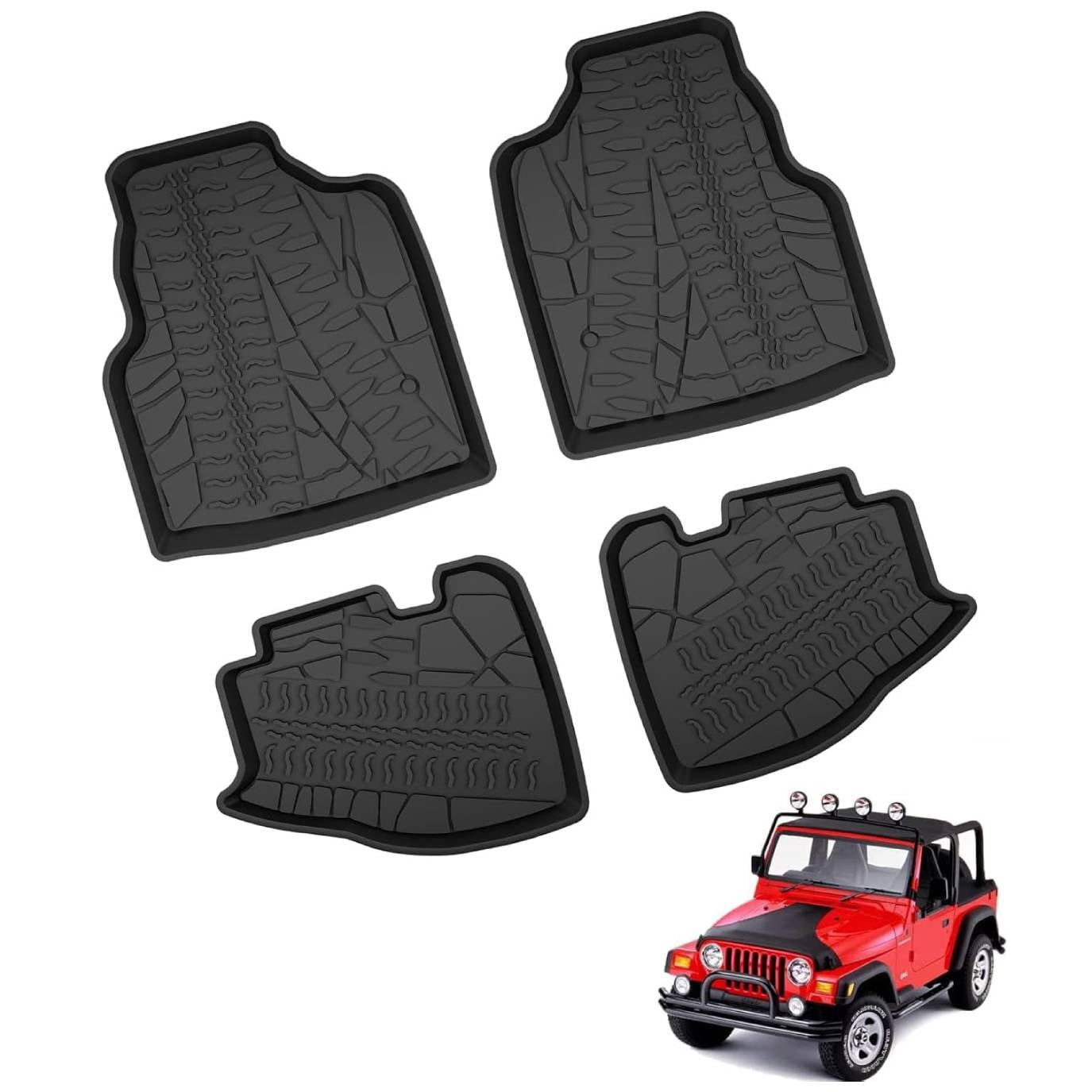 Black Floor Mats Liners Replacement for Jeep Wrangler TJ 1997-2006 ...