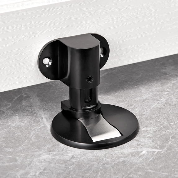 Black Floor Mount Door Stopper，Height-Adjustable Invisible Magnetic ...