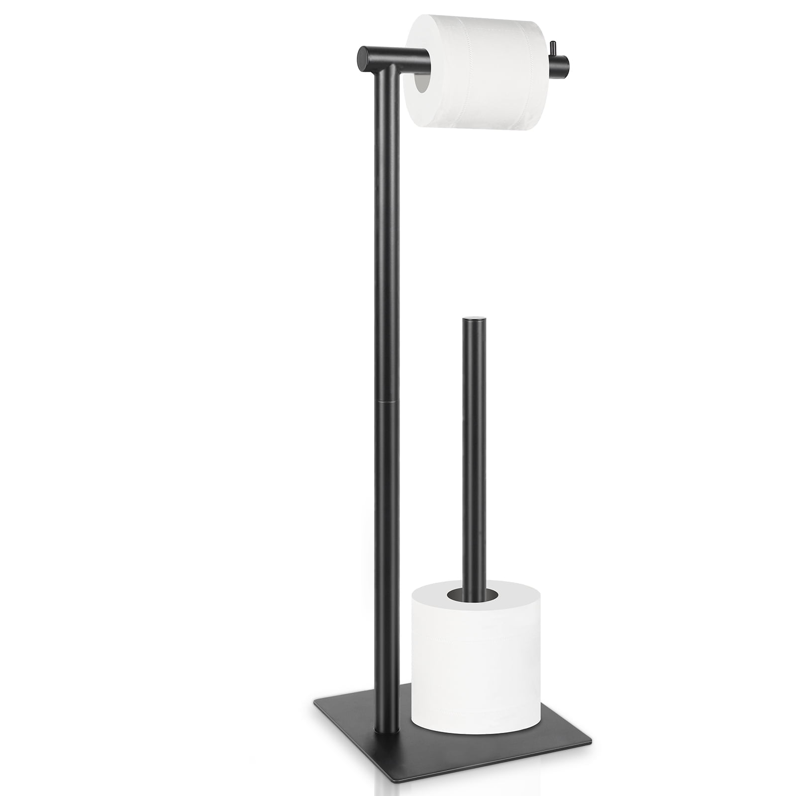 Black Floor Standing Tissue Holder, Metal Freestanding Toilet Paper ...